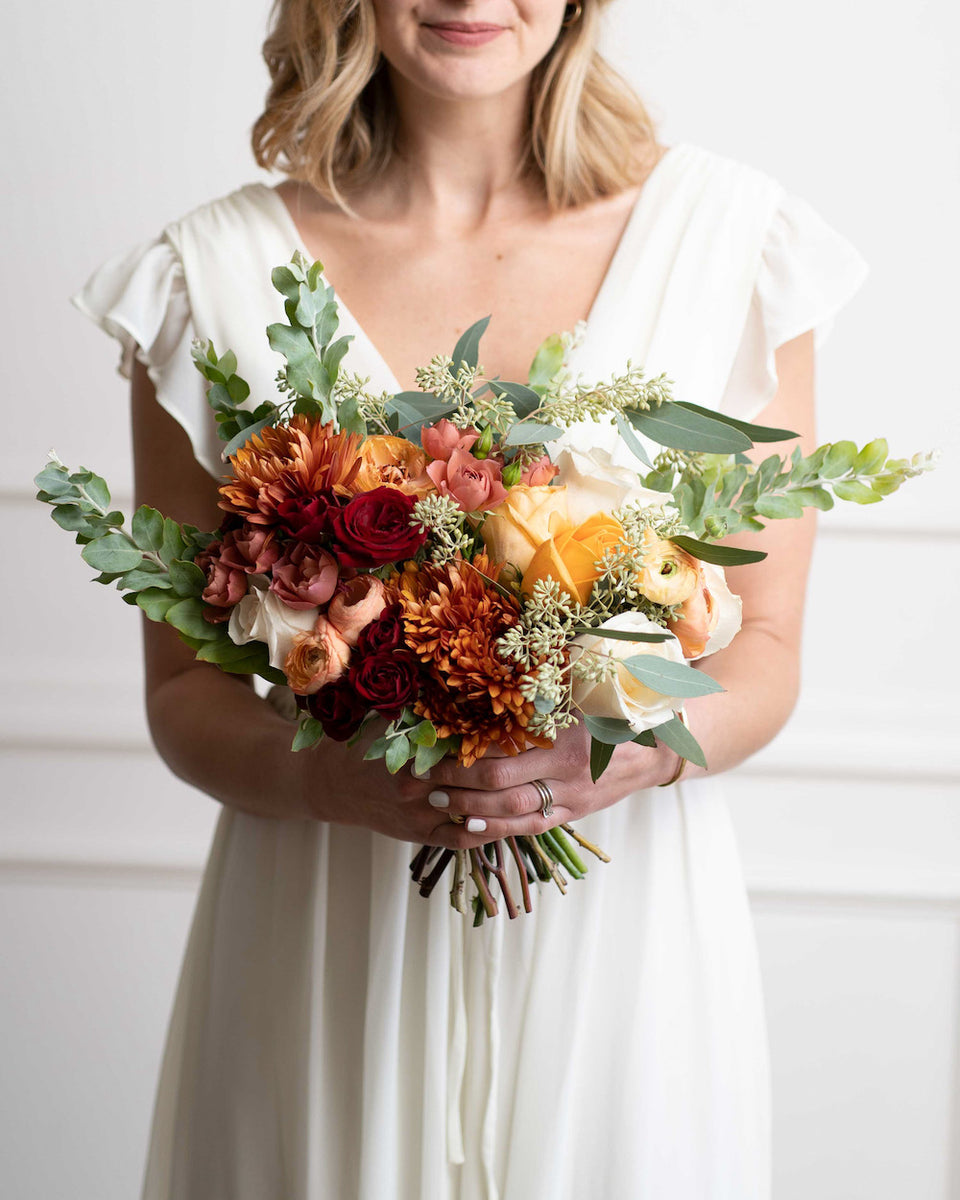 DIY Wedding Flowers - "Amber Romance" Package | Orange & Red Bouquets ...